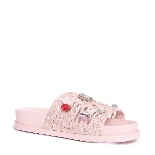 LAUREN LORRAINE Rose Appliqué Sandals - Pink