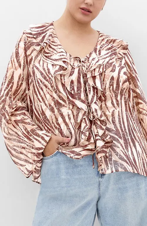City Chic Vivid Mesh Ruffle Top