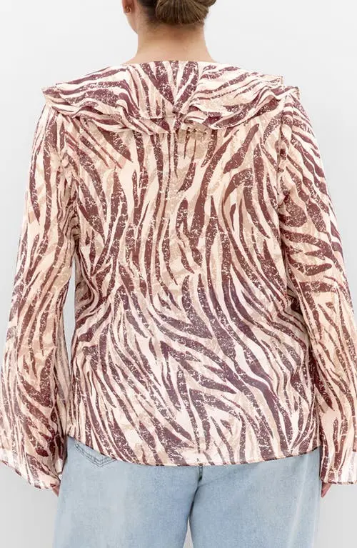 City Chic Vivid Mesh Ruffle Top