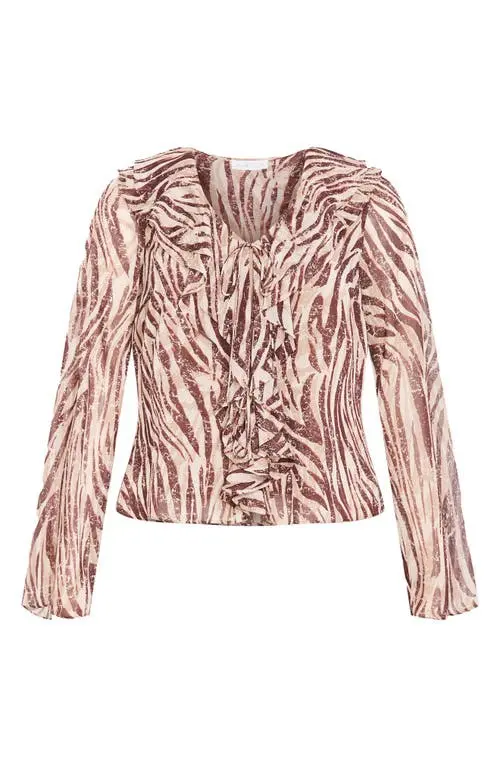 City Chic Vivid Mesh Ruffle Top