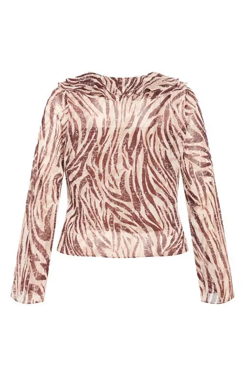 City Chic Vivid Mesh Ruffle Top