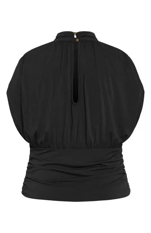 City Chic Mock Neck Top With Dolman Sleeves - Black