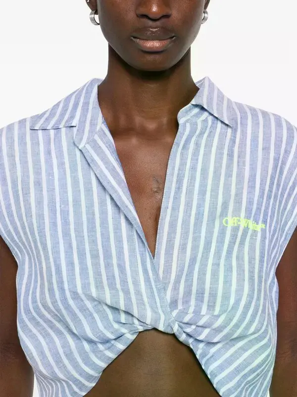 Off-White Striped Knot Detail Tank Top
