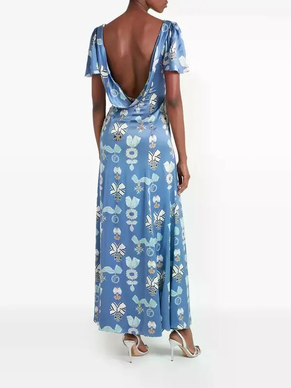 TEMPERLEY LONDON Reina Bow-print Dress - Blue
