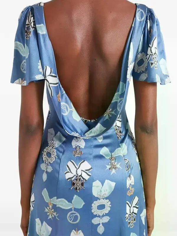 TEMPERLEY LONDON Reina Bow-print Dress - Blue