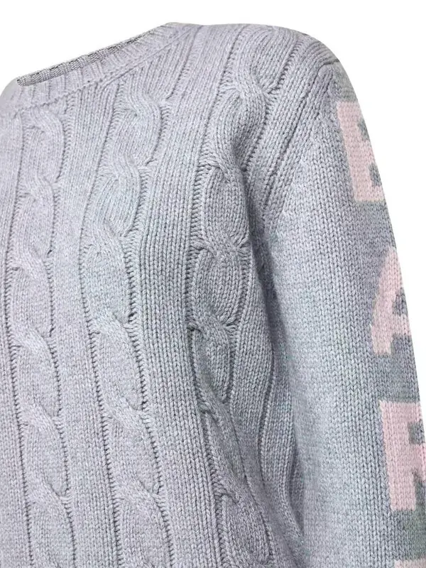 MC2 SAINT BARTH Cable-knit Jacquard Lettering Sweater - Grey