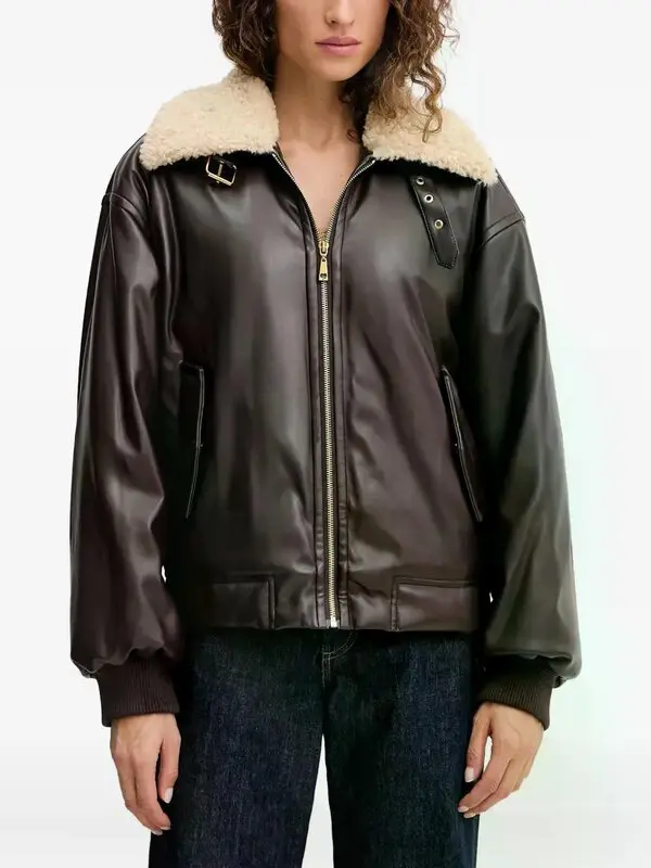 TWINSET Zip-up Faux Leather Jacket
