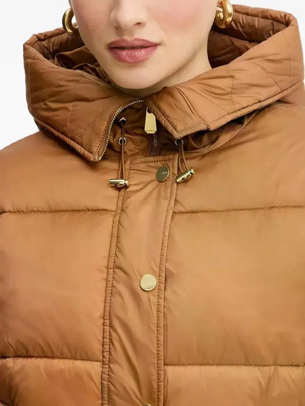 Pinko Love Birds Appliqué Padded Puffer Jacket - Orange