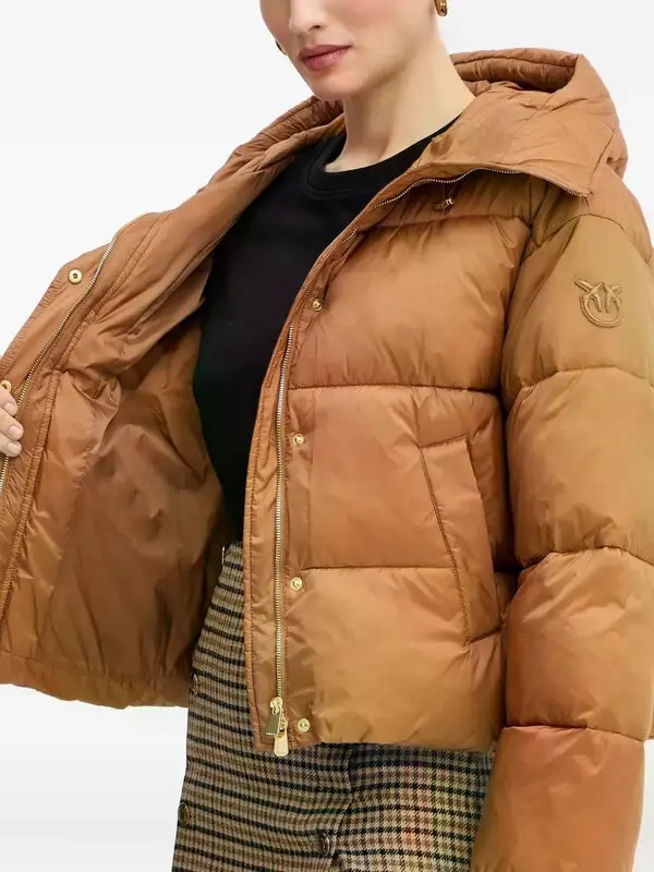 Pinko Love Birds Appliqué Padded Puffer Jacket - Orange