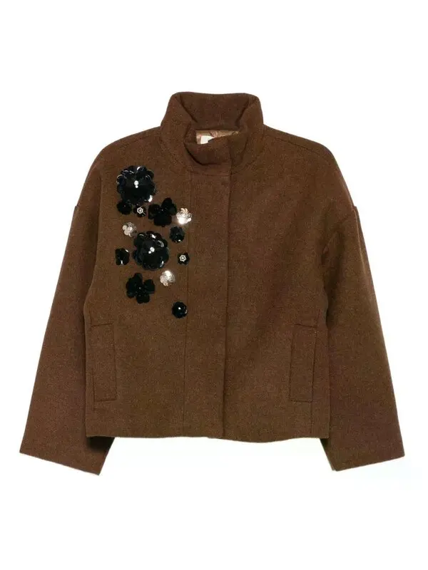PSOPHIA Floral-appliqué Wool Jacket