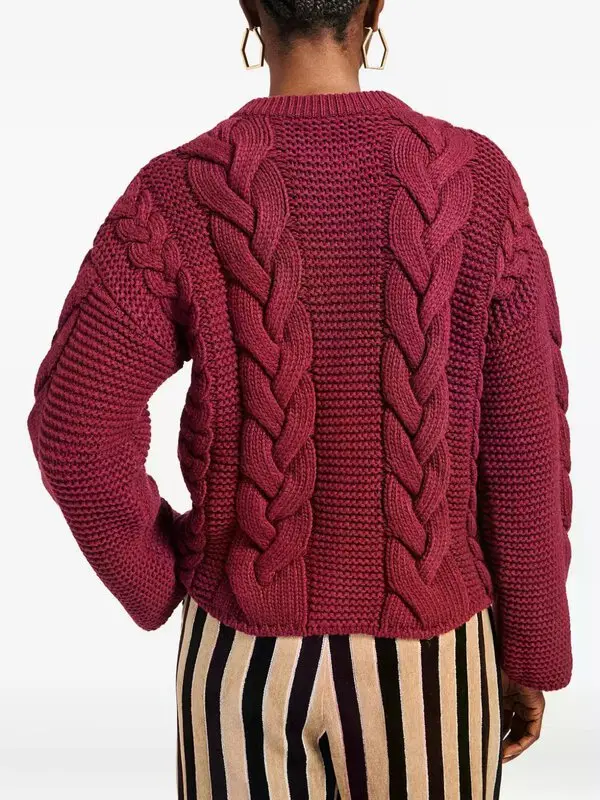 La DoubleJ Cable-knit Cardigan With Embellished Buttons - Red