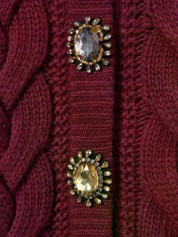 La DoubleJ Cable-knit Cardigan With Embellished Buttons - Red