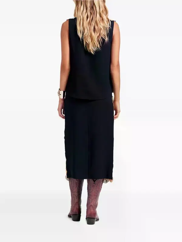 La DoubleJ Embroidered Midi Pencil Skirt - Blue