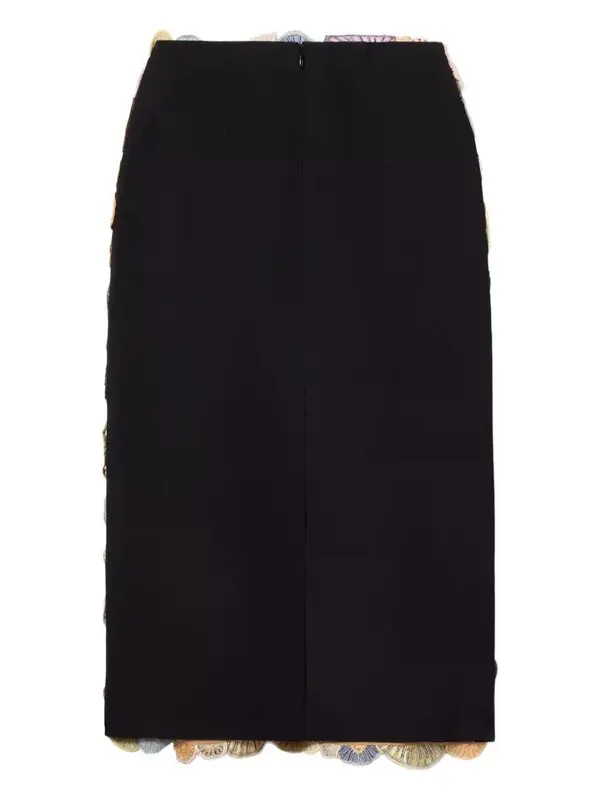 La DoubleJ Embroidered Midi Pencil Skirt - Blue