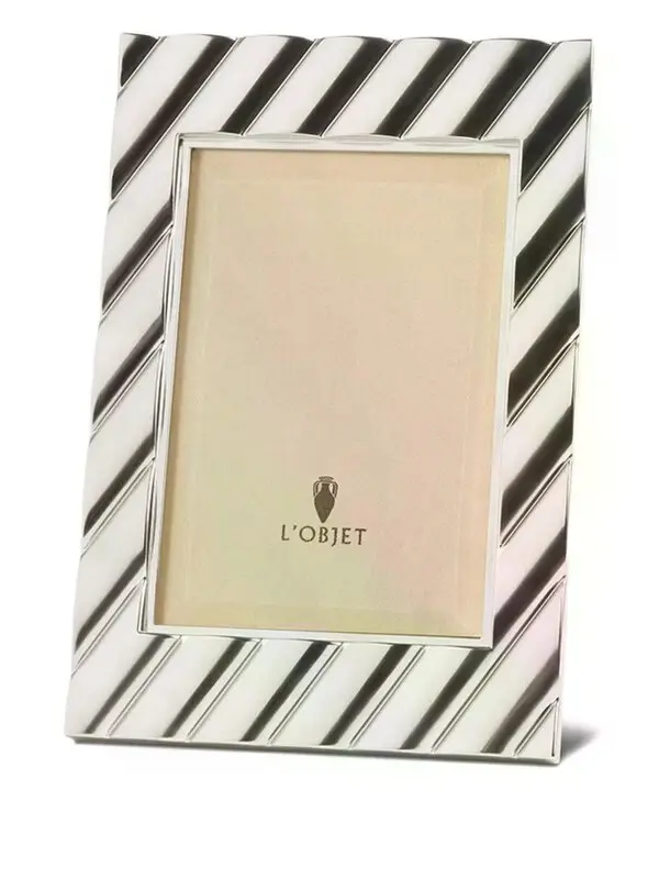 L'Objet Maxime Striped Photo Frame - Silver