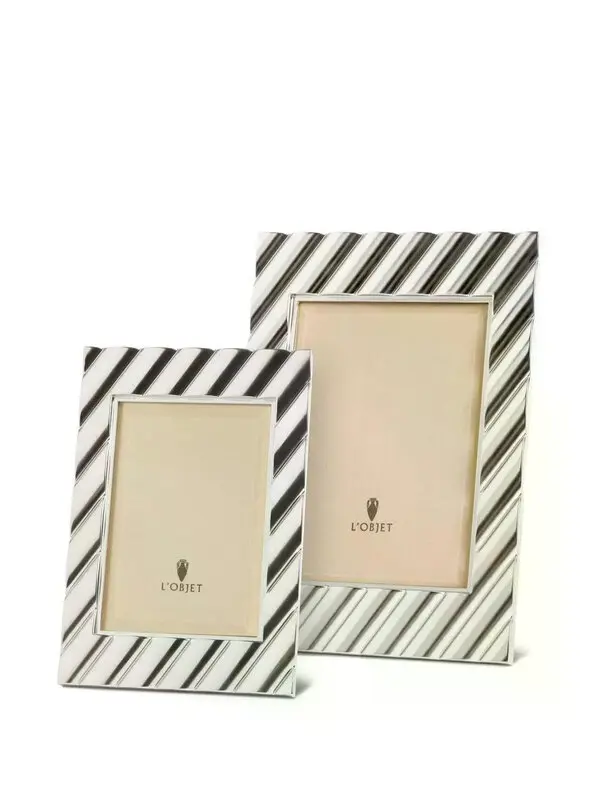 L'Objet Maxime Striped Photo Frame - Silver