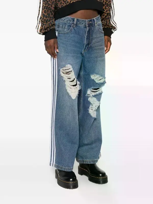Adidas Ripped Wide Leg Jeans