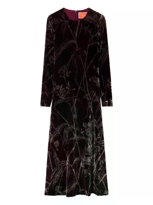 La DoubleJ Long-sleeve Bamboo-print Maxi Dress