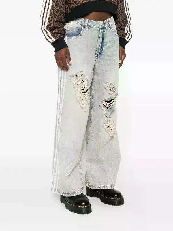 Adidas Distressed Wide-leg Jeans