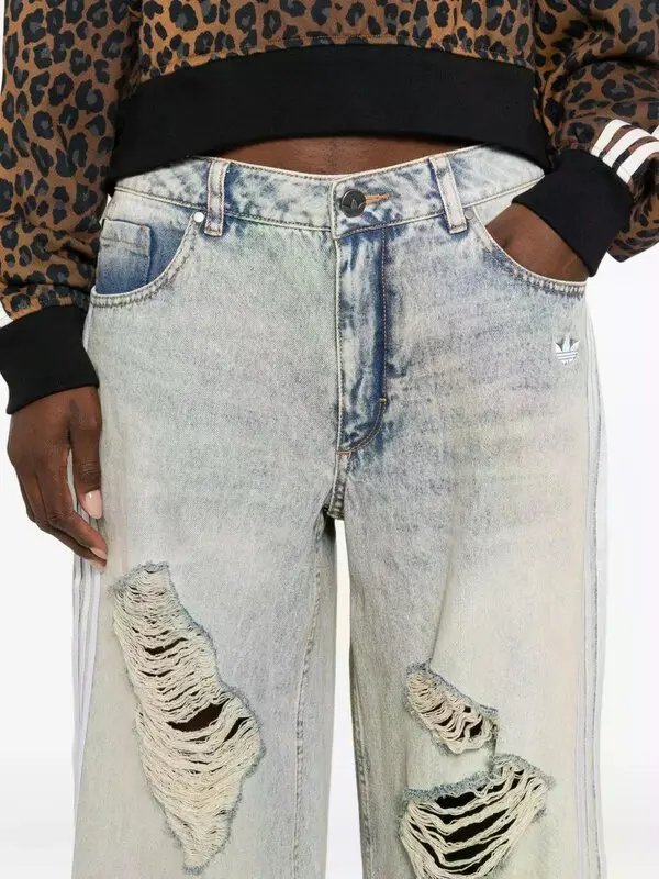 Adidas Distressed Wide-leg Jeans