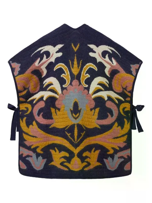 La DoubleJ Tie-detailed Printed Cape - Blue