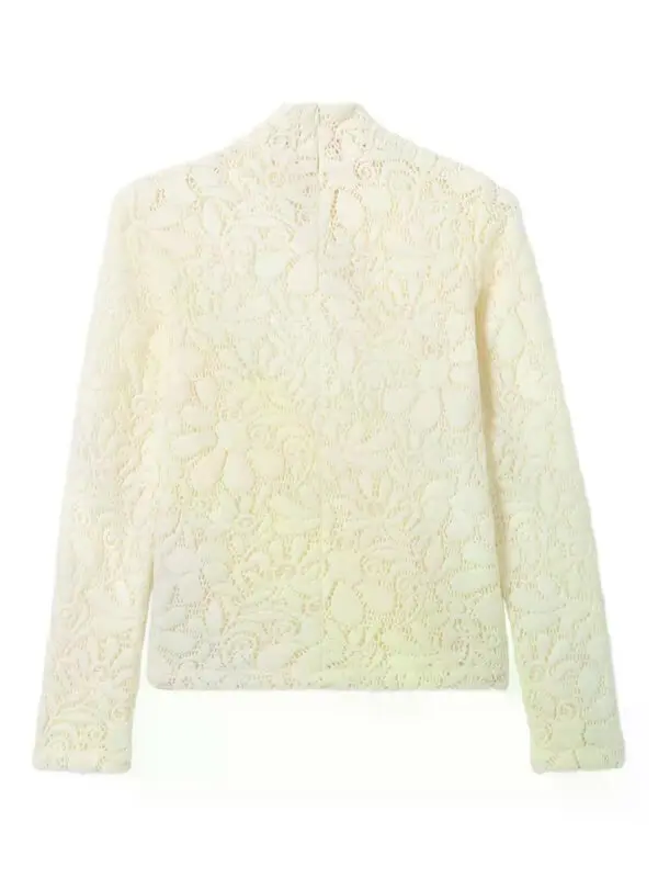 La DoubleJ Floral-pattern Lace Turtleneck Top - Neutrals