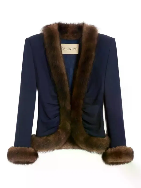 Valentino Garavani Fur-trimmed Blazer - Blue