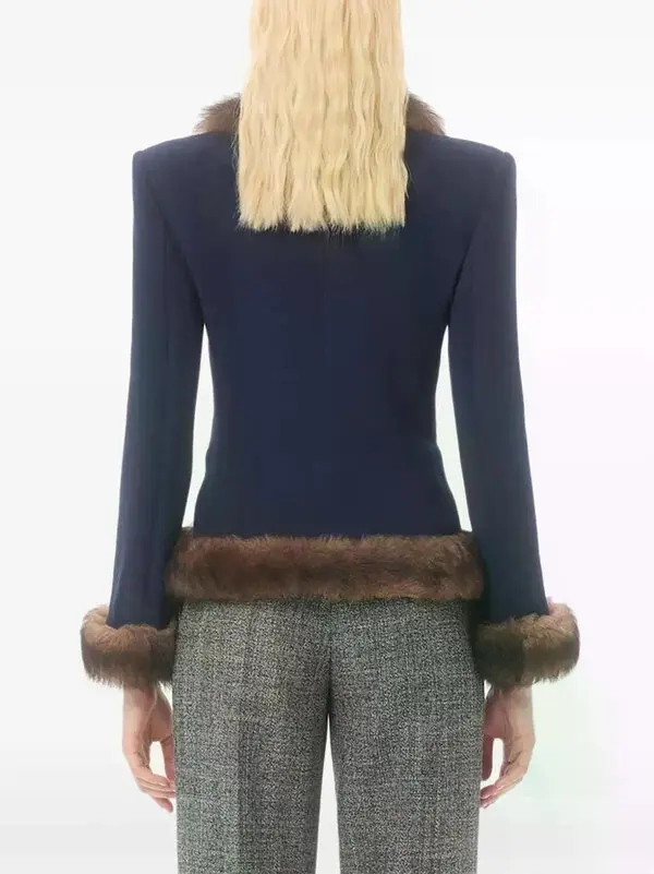 Valentino Garavani Wool Crepe Jacket With Fur Trim