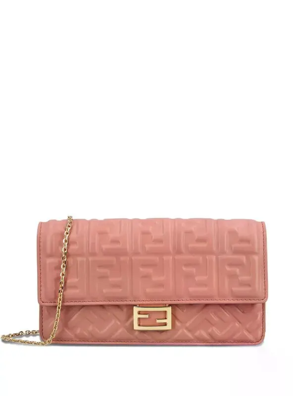 Fendi Baguette Embossed-logo Leather Wallet - Pink