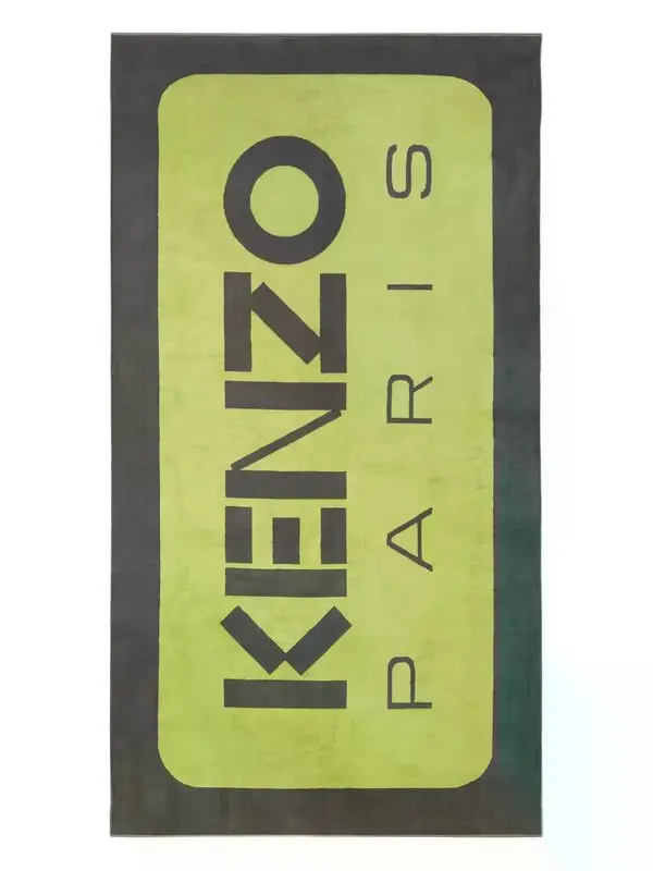 Kenzo Label Rectangle Beach Towel - Green