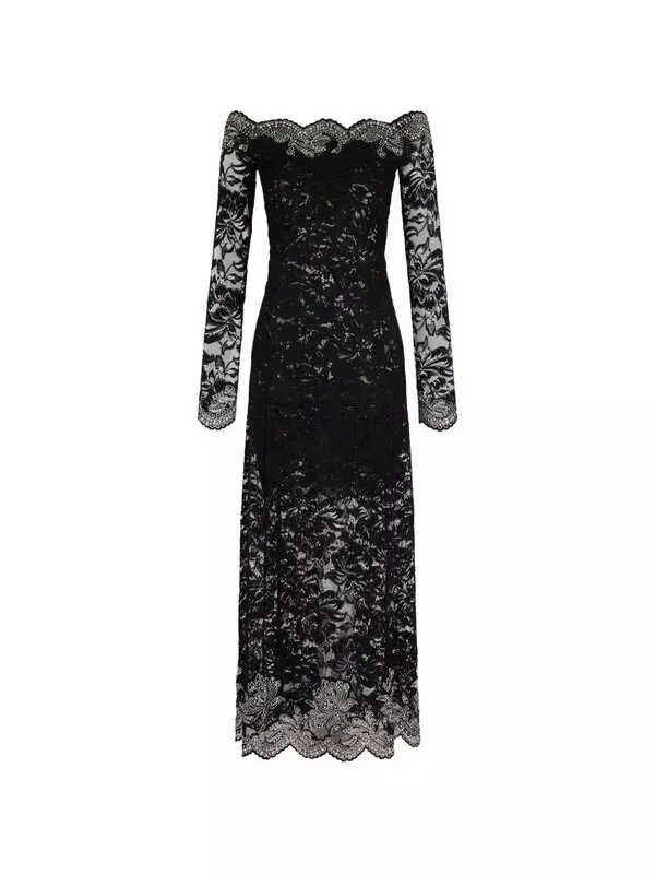 Rabanne Laced Floral-print Maxi Dress - Black