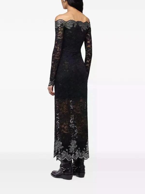 Rabanne Laced Floral-print Maxi Dress - Black
