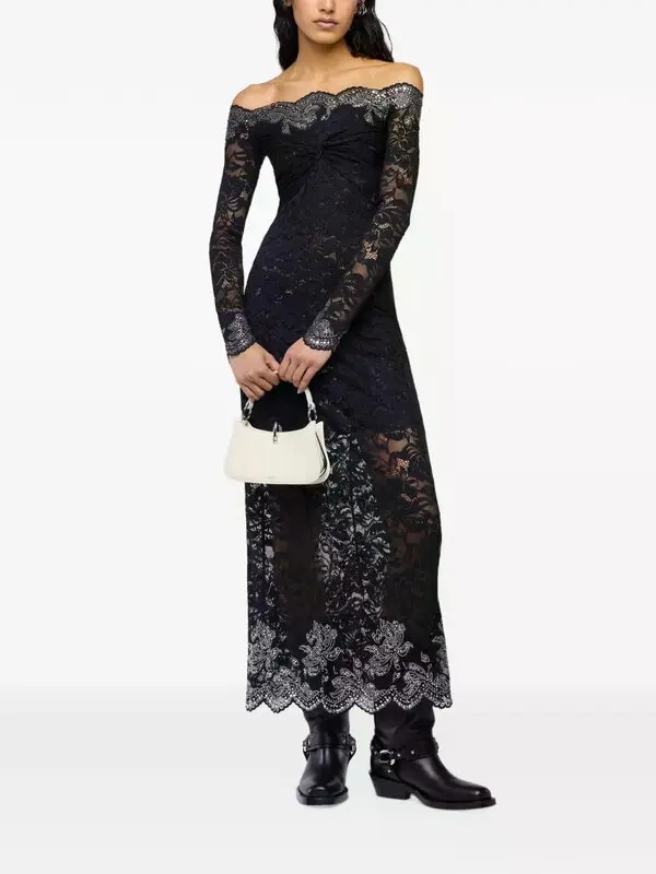 Rabanne Laced Floral-print Maxi Dress - Black