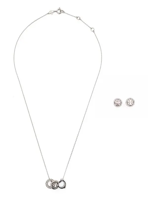 Tory Burch Crystal-embellished Necklace And Earring Set - Silver