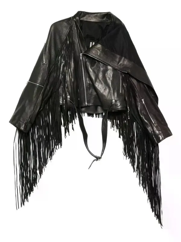 Rick Owens Fringed Leather Jacket - Black