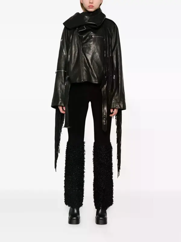 Rick Owens Fringed Leather Jacket In Black - 42% Off | Editorialist