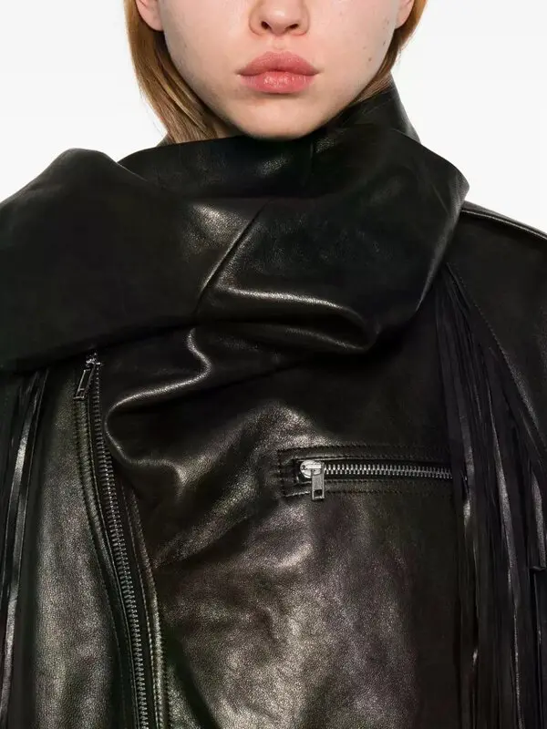 Rick Owens Fringed Leather Jacket In Black - 42% Off | Editorialist