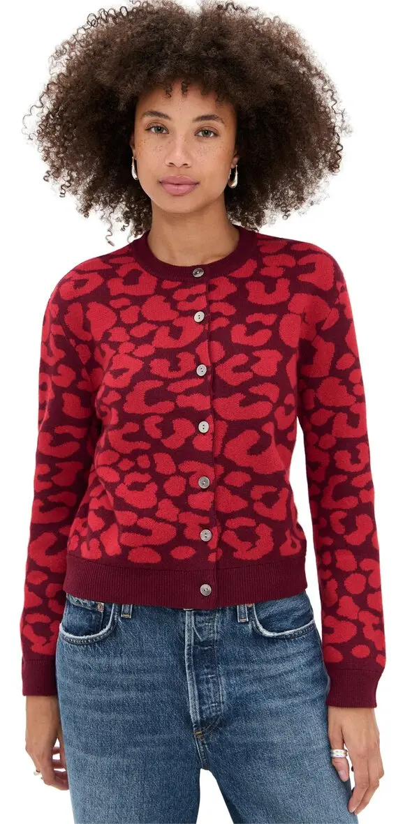 Jumper 1234 Leopard Jacquard Crew Neck Cardigan