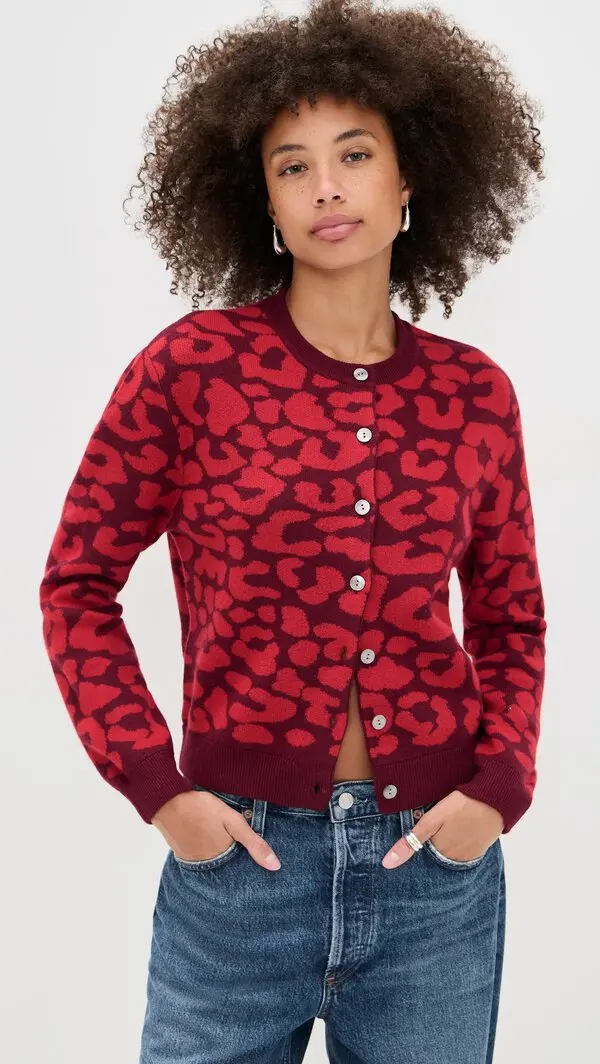 Jumper 1234 Leopard Jacquard Crew Neck Cardigan