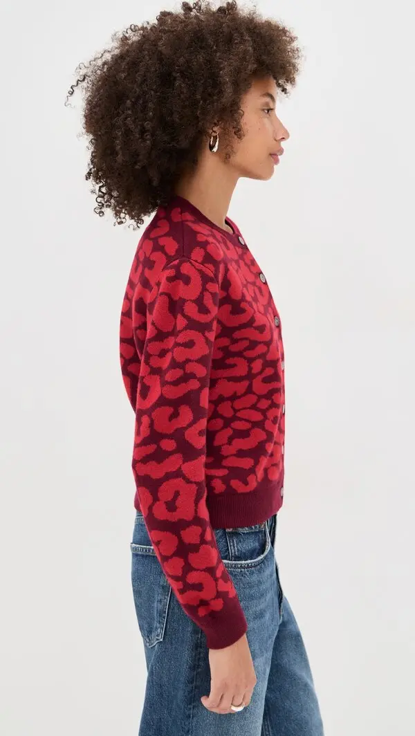 Jumper 1234 Leopard Jacquard Crew Neck Cardigan
