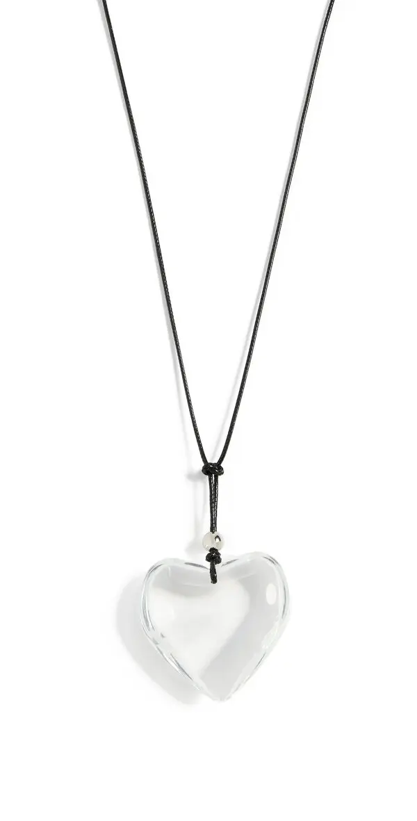 BY ADINA EDEN Icy Puffy Heart Pendant Necklace - Clear