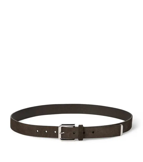 Brunello Cucinelli Reversed Leather Buckle Belt - Brown