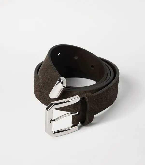 Brunello Cucinelli Reversed Leather Buckle Belt - Brown