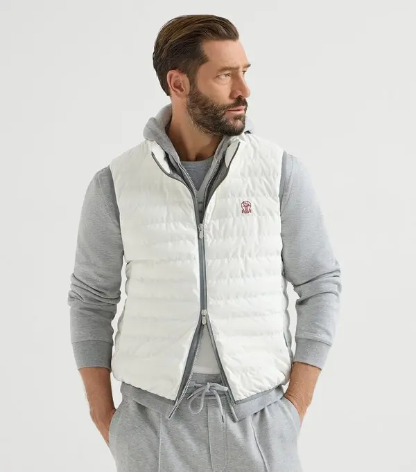 Brunello Cucinelli Padded Logo Gilet - White
