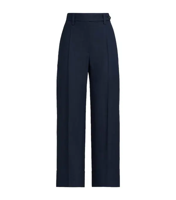 Brunello Cucinelli Twill Wide Leg Trousers - Blue