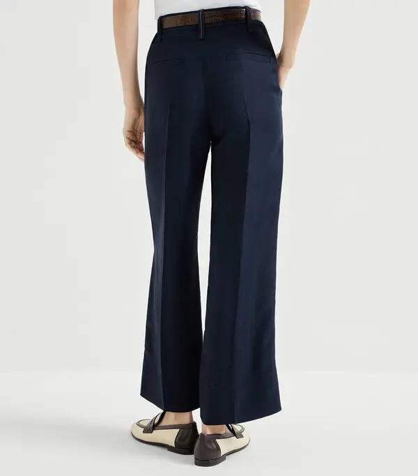 Brunello Cucinelli Twill Wide Leg Trousers - Blue