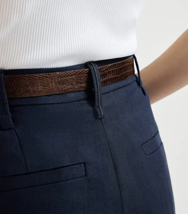 Brunello Cucinelli Twill Wide Leg Trousers - Blue
