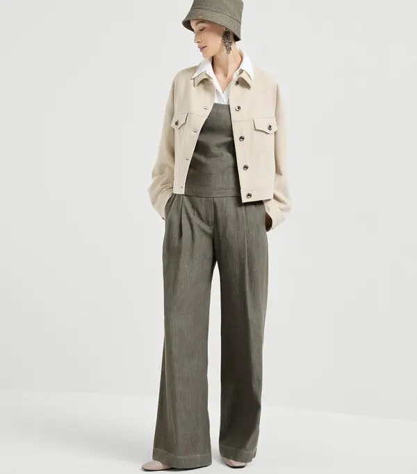 Brunello Cucinelli Pleated Wide-leg Twill Trousers - Green