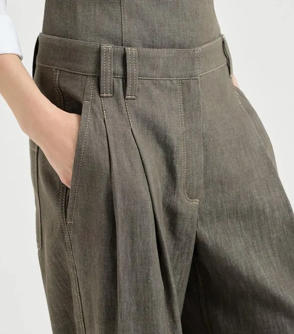 Brunello Cucinelli Pleated Wide-leg Twill Trousers - Green
