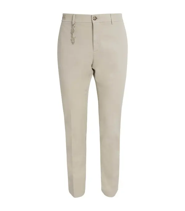 Paul & Shark Cotton-blend Chinos With Shark Charm - Beige
